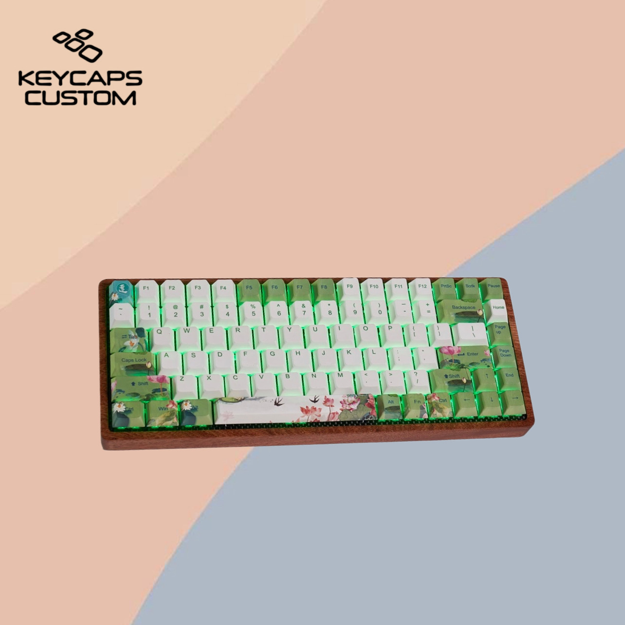 Lotus Green and White Keycaps set