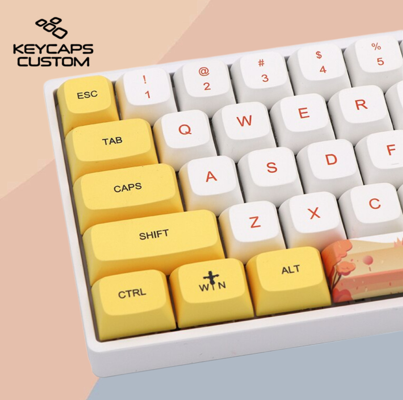 Yellow White Ethermal PBT Dye-sub XDA Profile Keycap Set