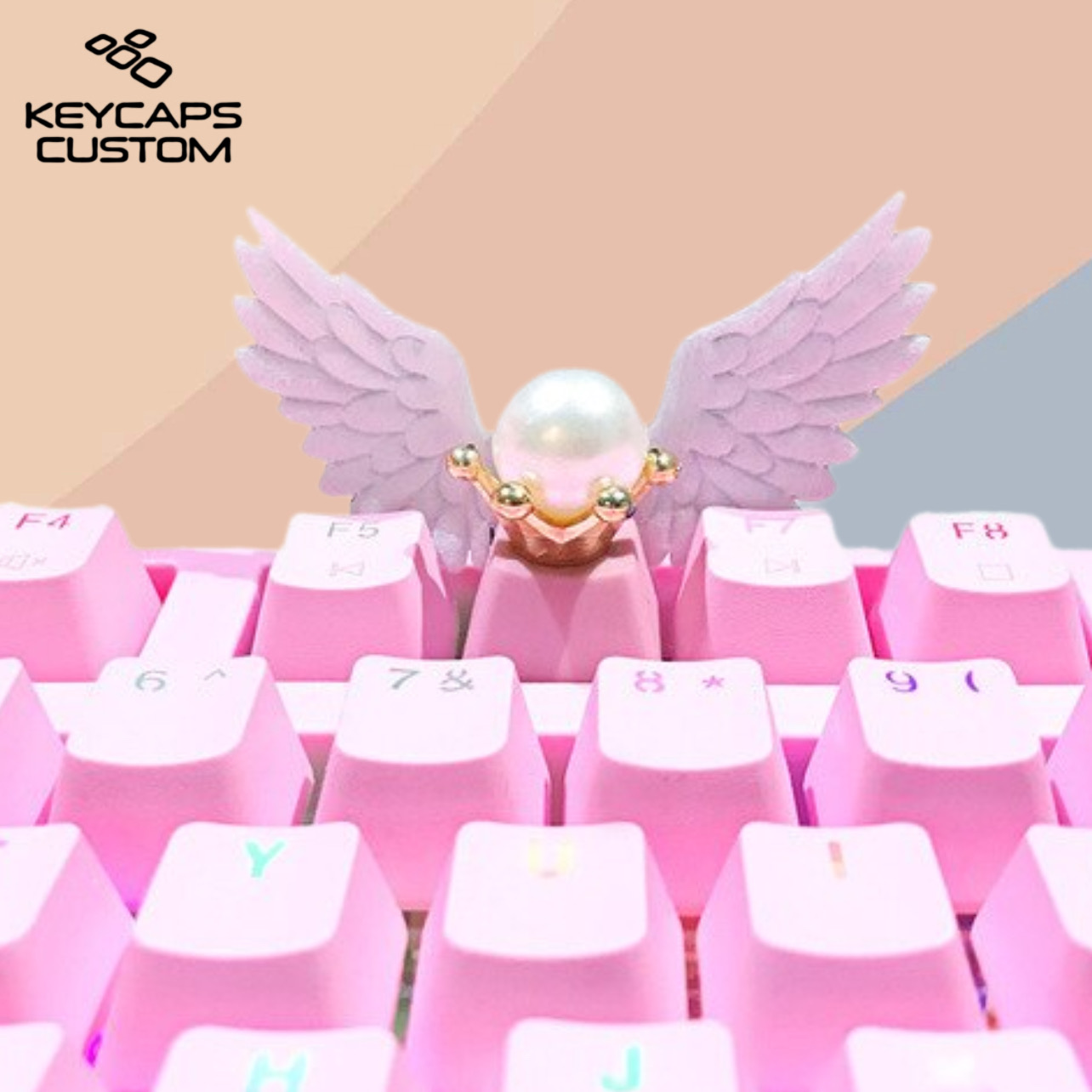 PBT Beautiful Angel Wings Pink Color Mechanical Keyboard