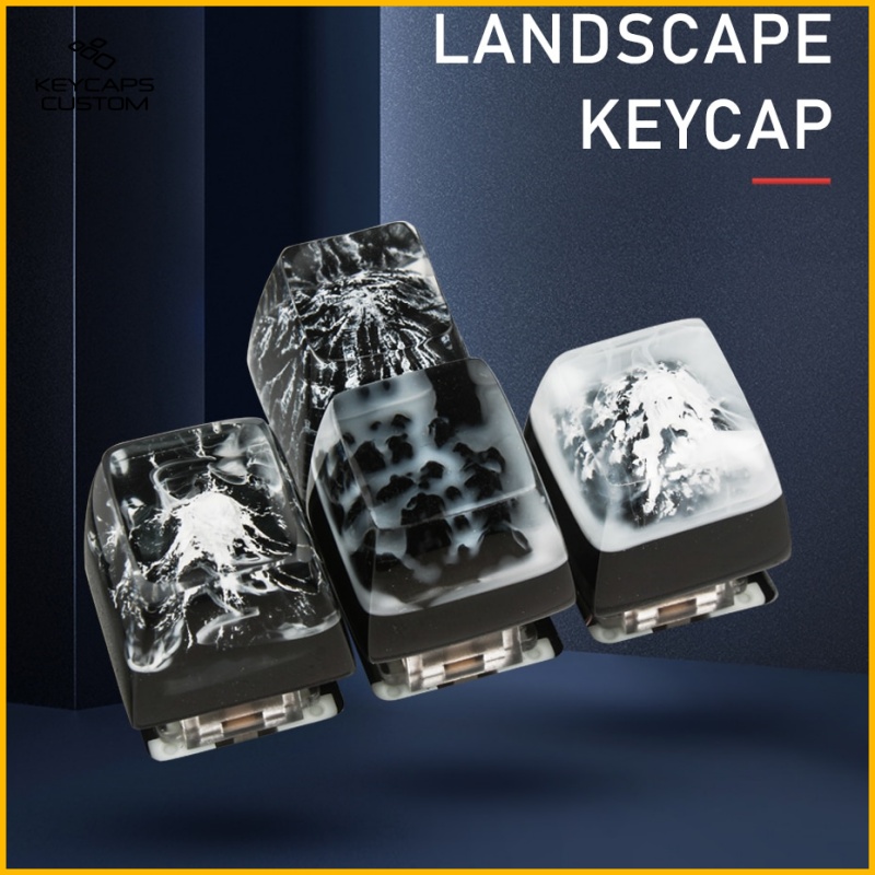 Resin Mountain Snow white Artisan keycap