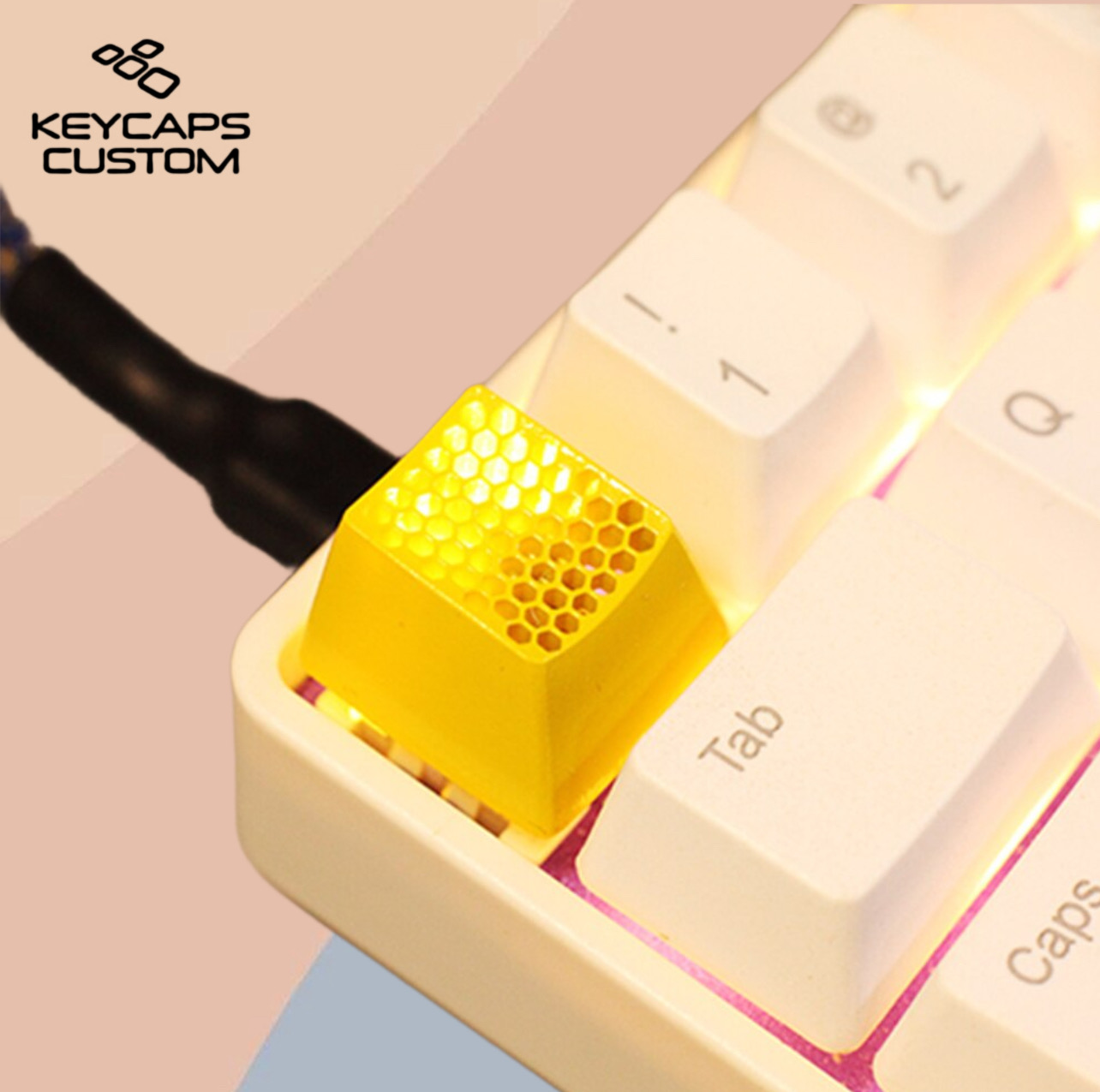 3D Gold Honeycomb Backlit Resin Keycaps