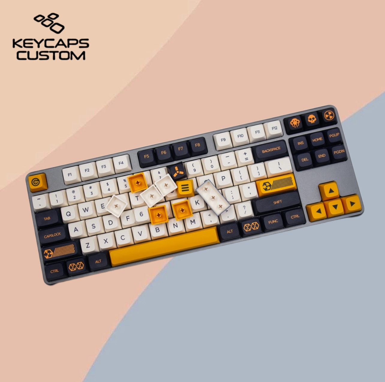 Dangerous Nuke Virtual War Orange XDA Keycaps PBT Dye-Sublimated Keycap Set
