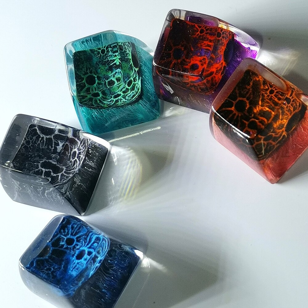Lunar Surface Design Resin Keycap SA R1 Profile Green Black Blue Orange