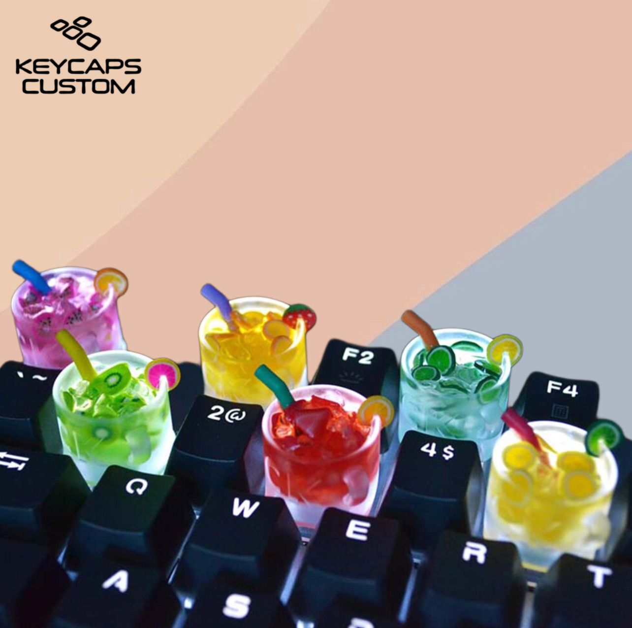 Transparent Colorful Fruit Juice Cup Resin Artisan Keycaps