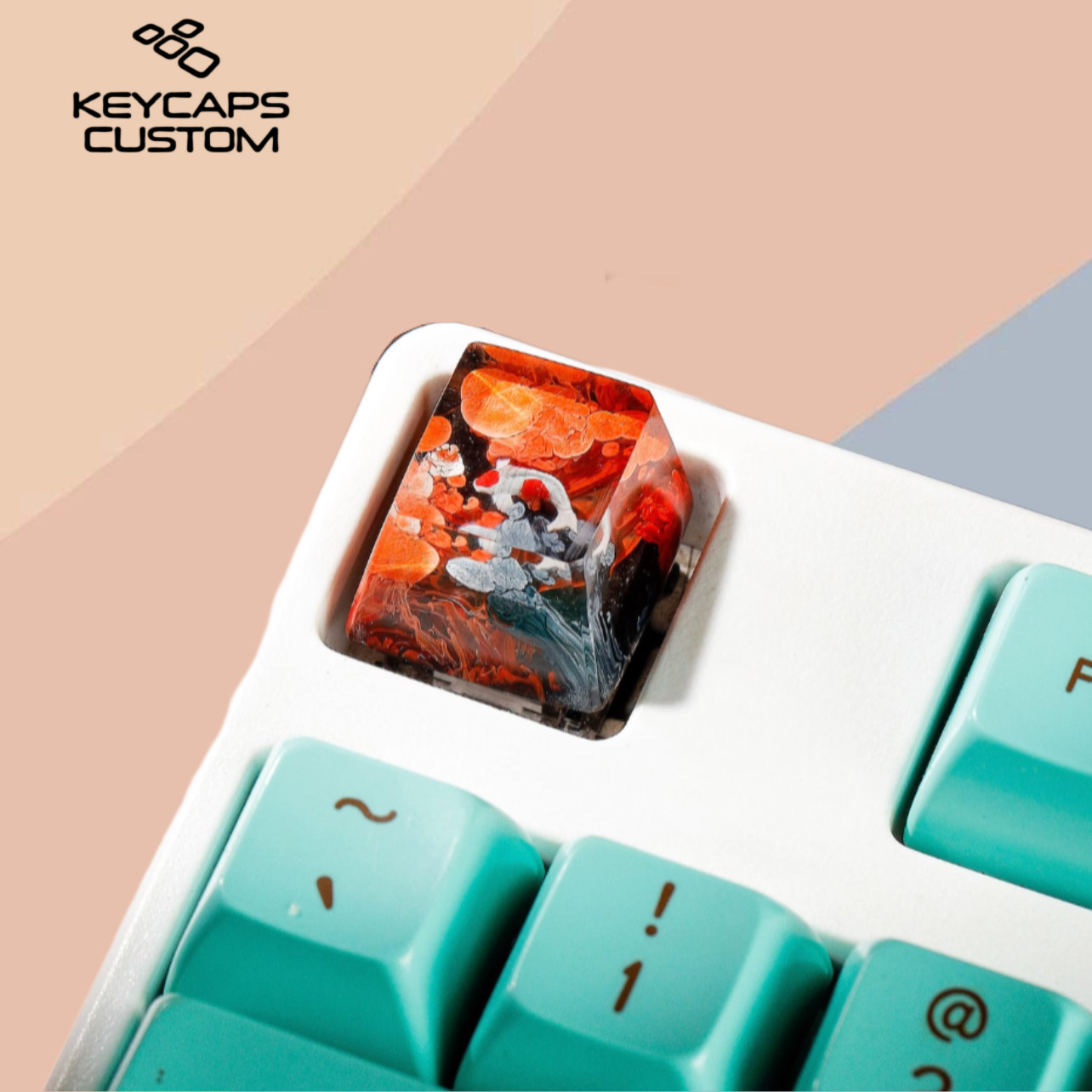 Black Orange KOI Artisan keycap for Mechanical Keyboard