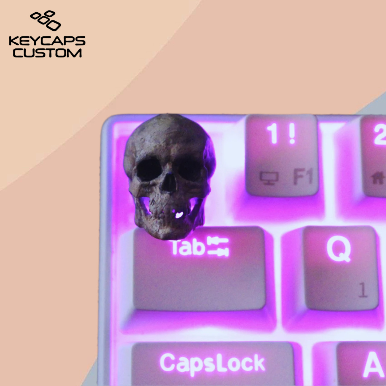 Black Skull Backlit LED Handmade Resin Keycap for Mechanical Keyboard