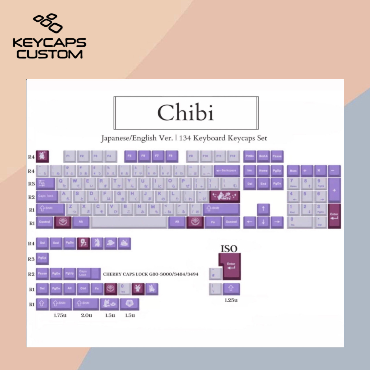 Chibi Japanese Theme Keycaps Set for Mechanical Keyboard
