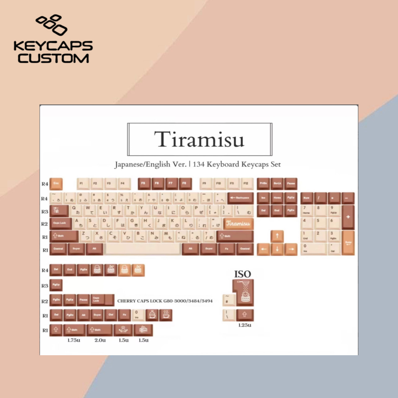 Tiramisu Japanese Theme Keycaps Set for Mechanical Keyboard