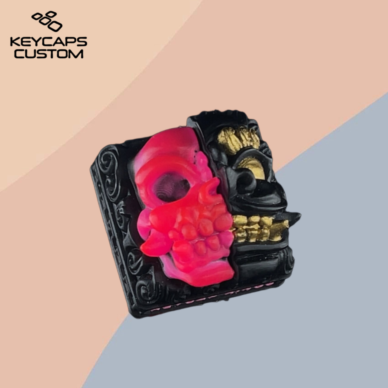 Black Pink Gold SKULL DOG Artisan Keycap for Cherry MX Mechanical ...