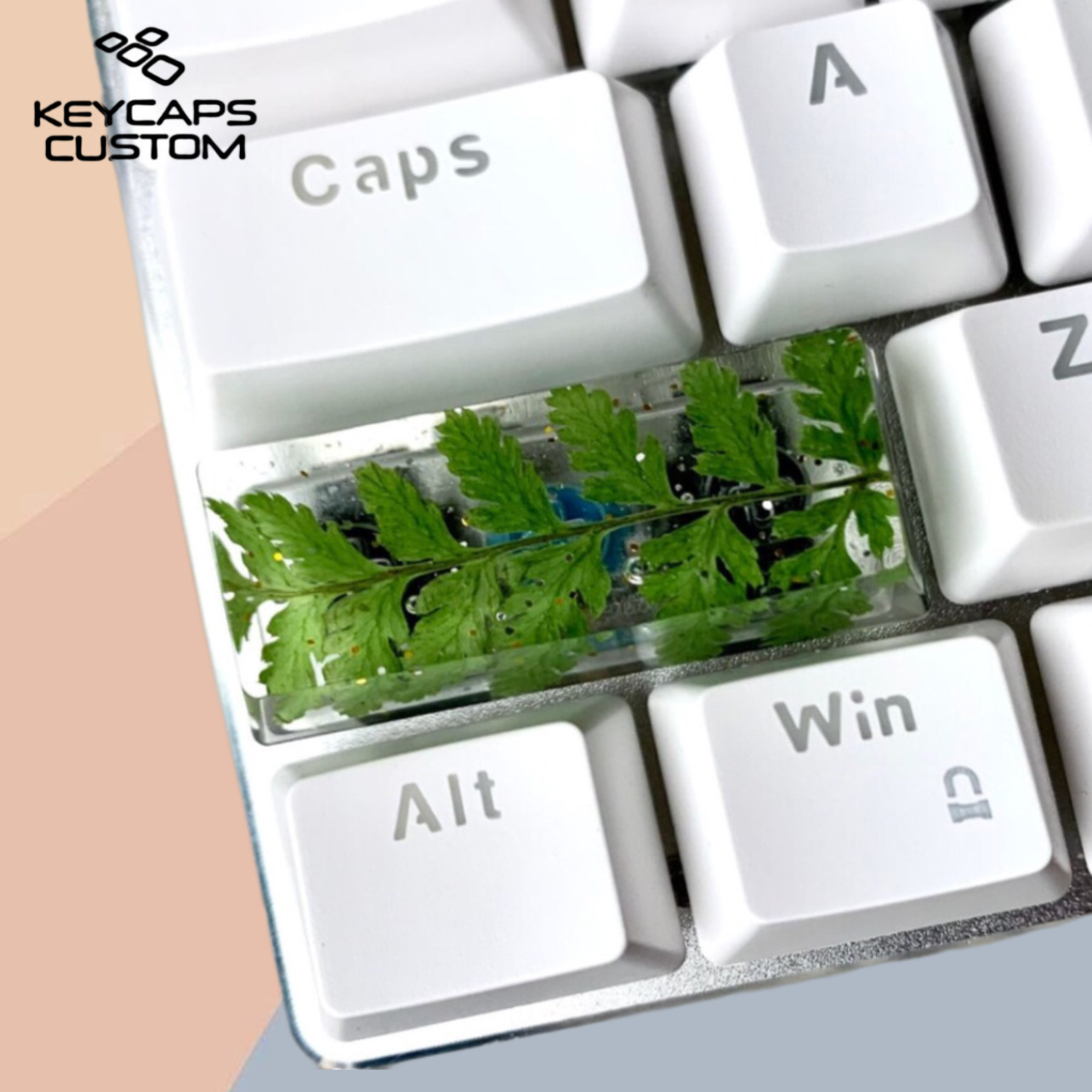 Handmade Resin Fern and Glitter Left Shift Key with Natural Plant for ...