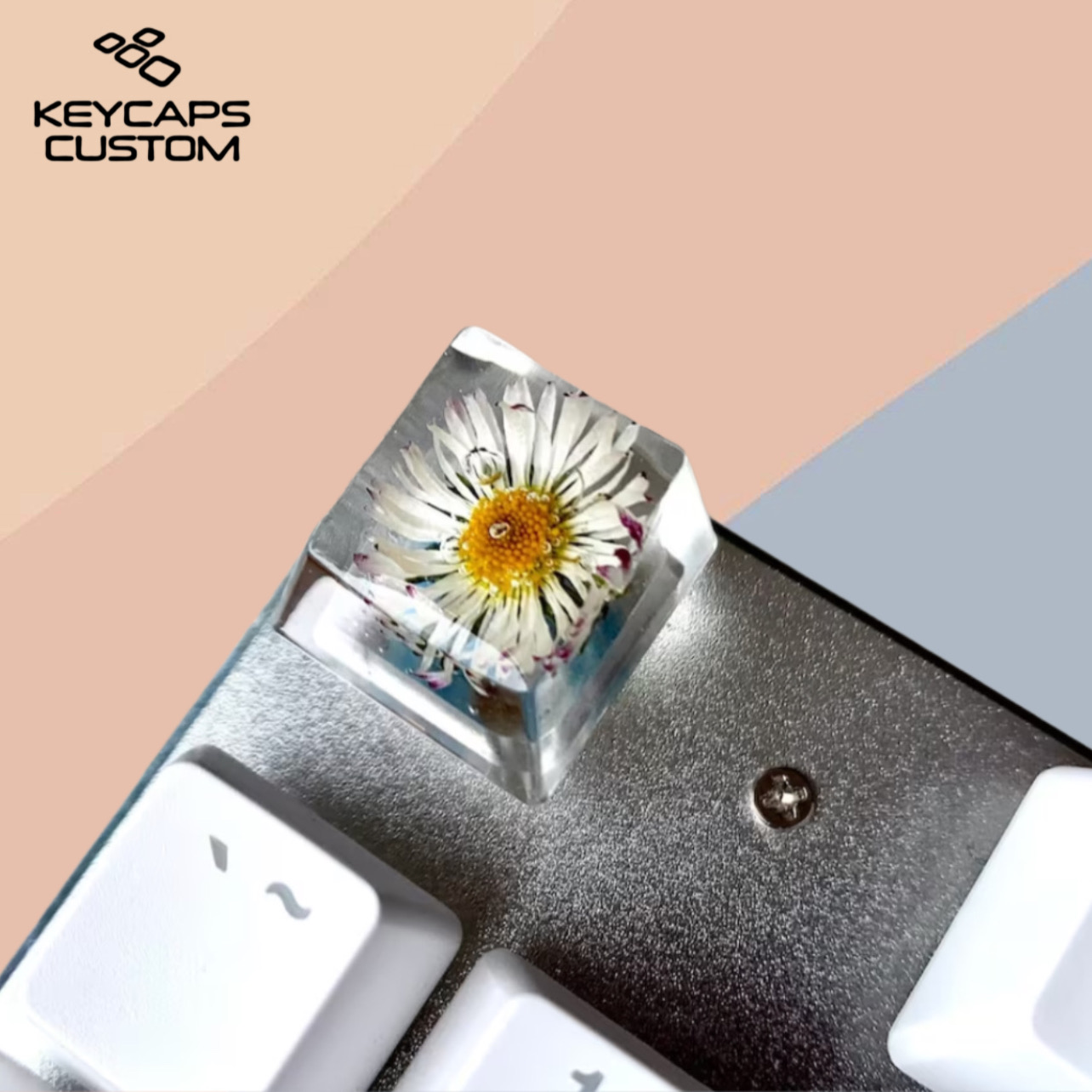 Handmade Resin Esc Keycap with Daisy Flower for Mechanical Keyboard