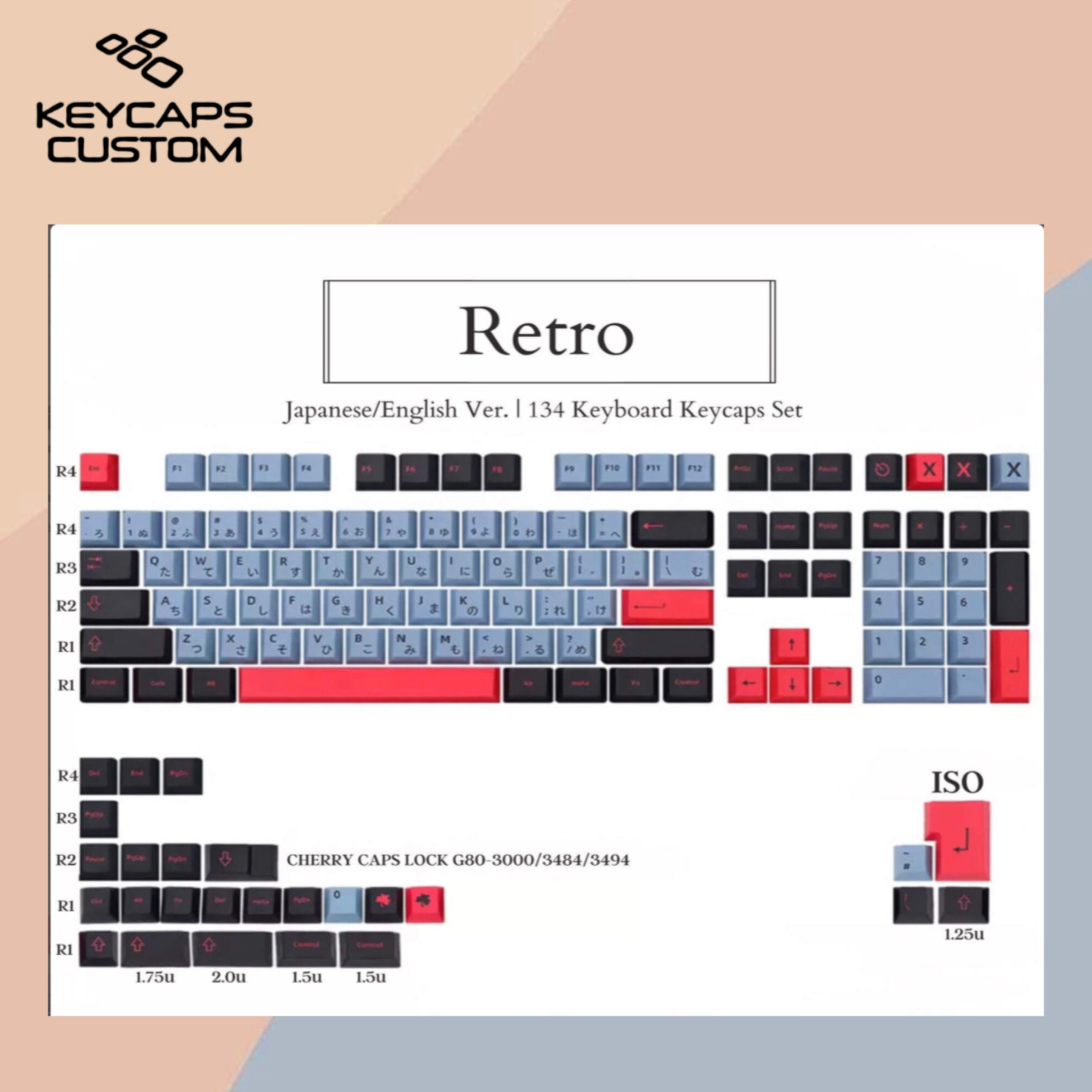 Retro Japanese Theme Keycaps Set for Mechanical Keyboard