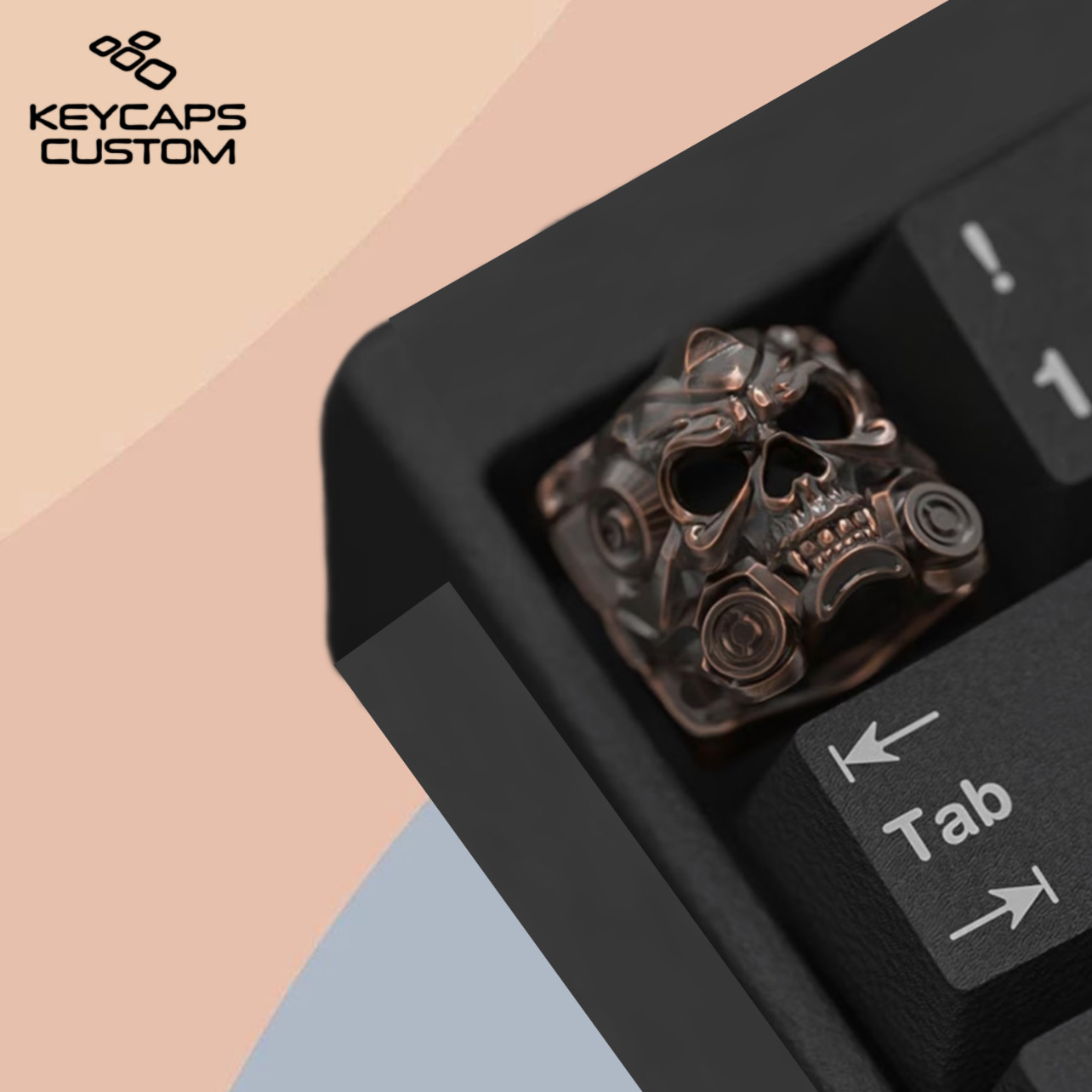 Hand-painted Rustic CYBER SKULL Keycap for Cherry MX Mechanical Gaming ...