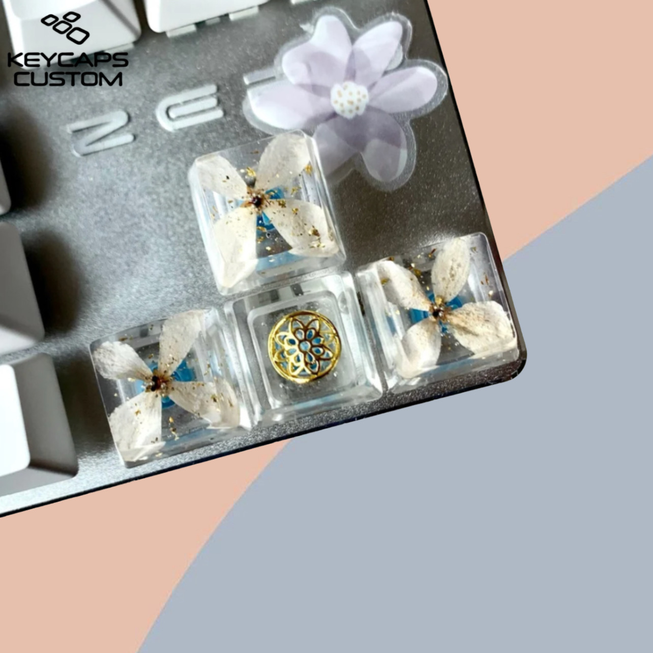 Handmade Set of 4 resin arrow keycaps with natural flowers for ...