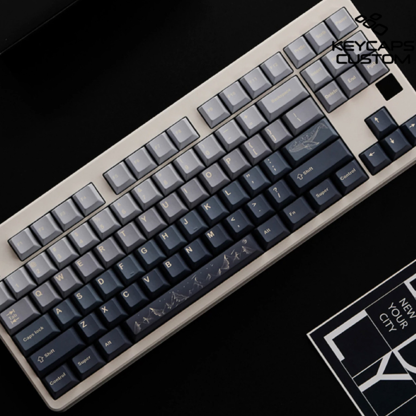 Gradient Gray Mountains & Whale Mechanical Keyboard Keycap