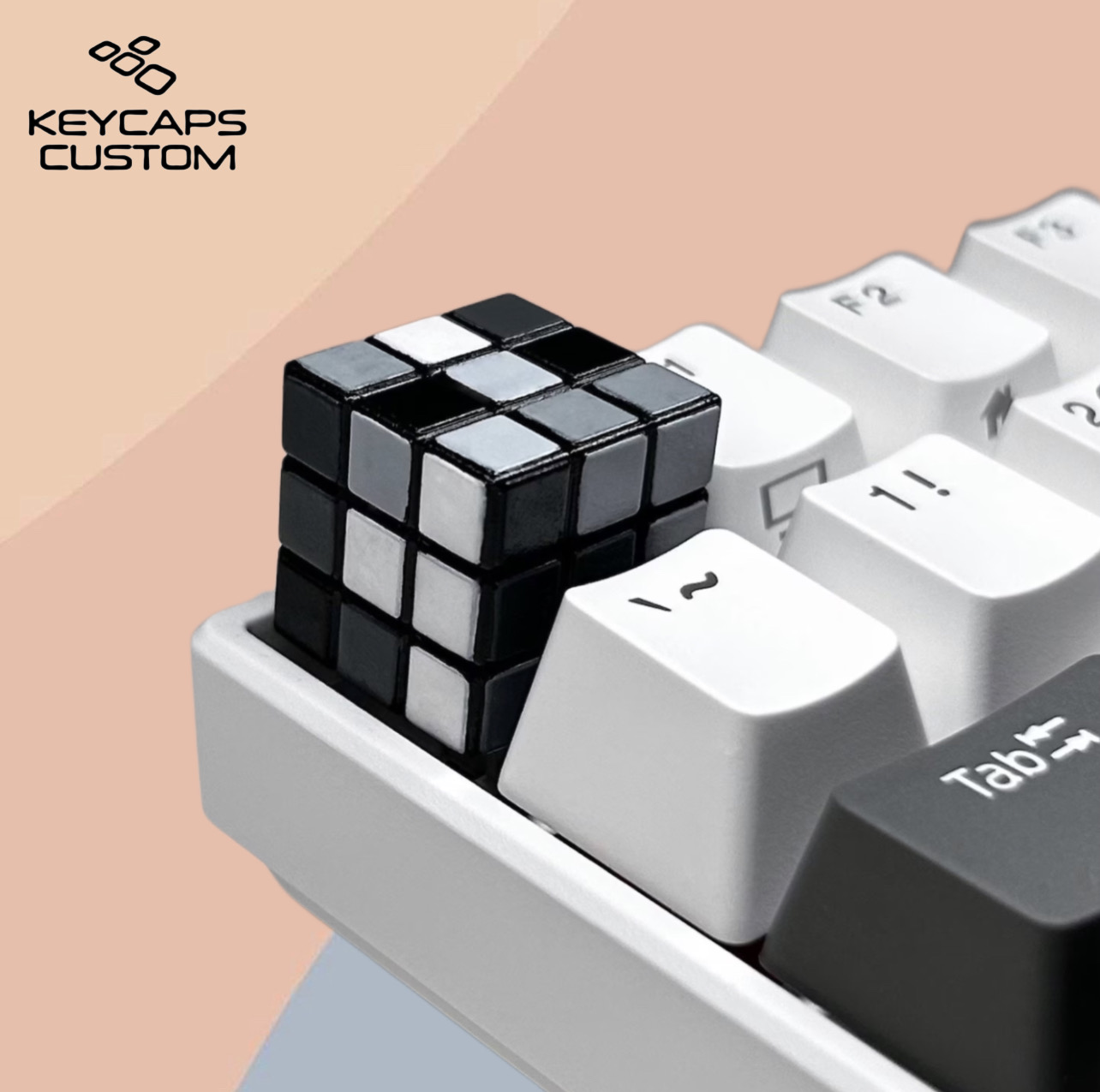 Monochrome Rubik's Cube Artisan Keycap for MX Style Keyboard