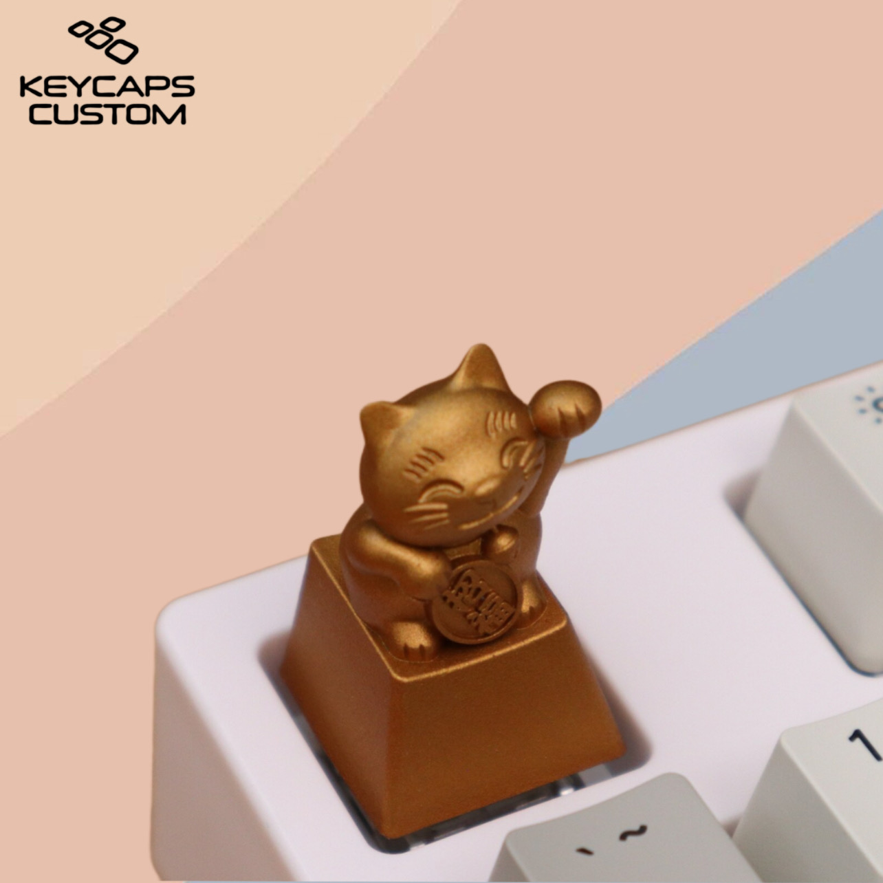 Lucky Cat Gold Artisan Keycap for Mechanical Keyboard
