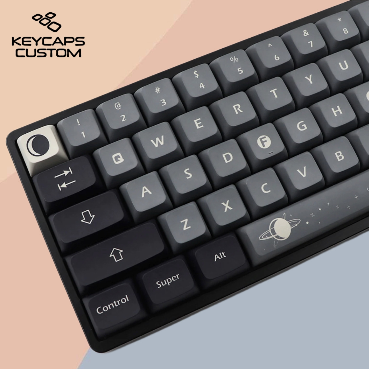 Space Rocket Black & Gray Keycaps Set for Mechanical Keyboard