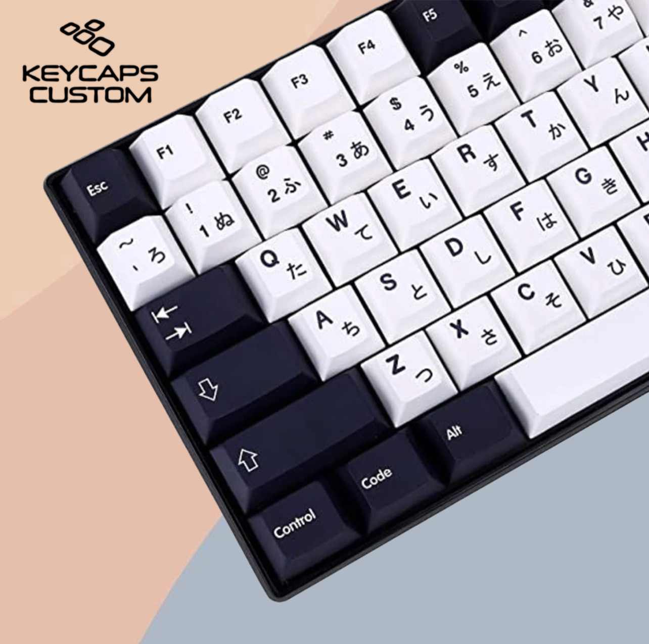 Black White PBT Japanese Double Shot Key Cap Set for Cherry Mechanical ...