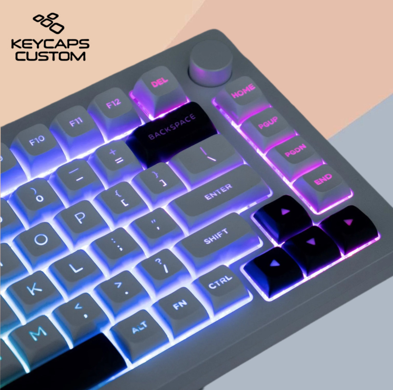 Black & White Low Profile Shine Through Double-Shot PBT Keycaps Set for ...