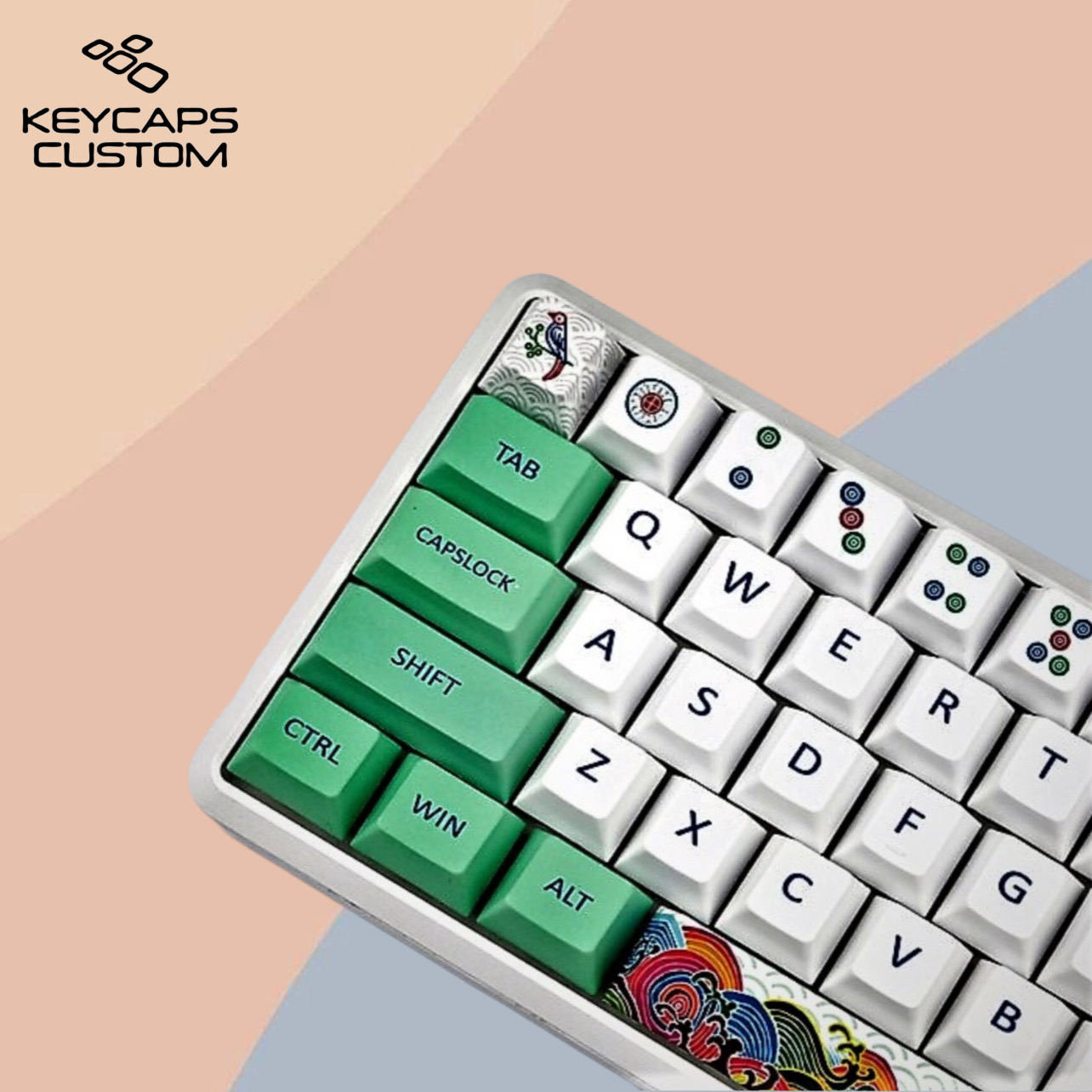 Cute Green Mahjong XDA PBT Keycaps Set for Mechanical Keyboard