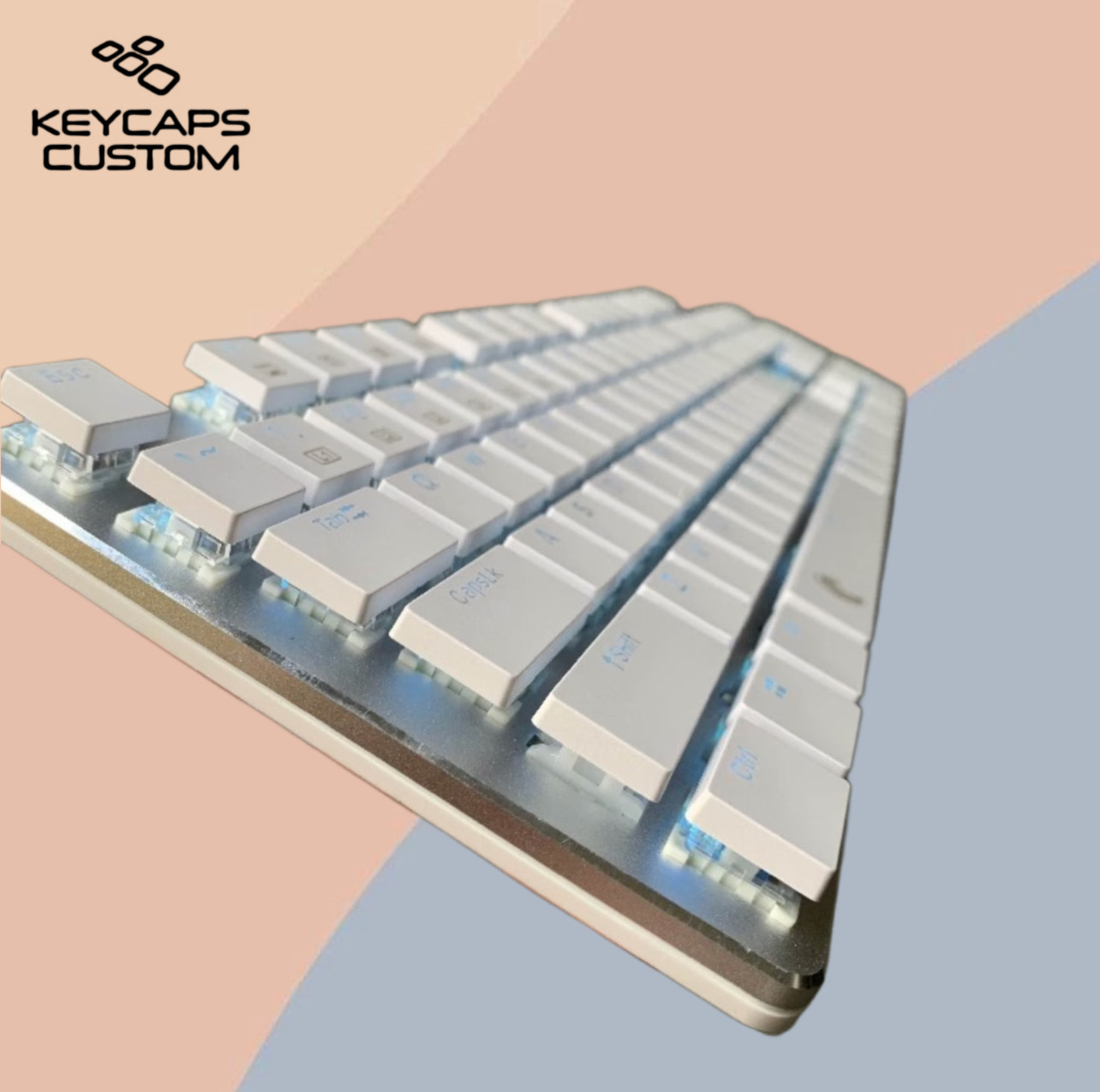 White Low Profile Double-Shot ABS Keycaps Set for Cherry MX Switches ...