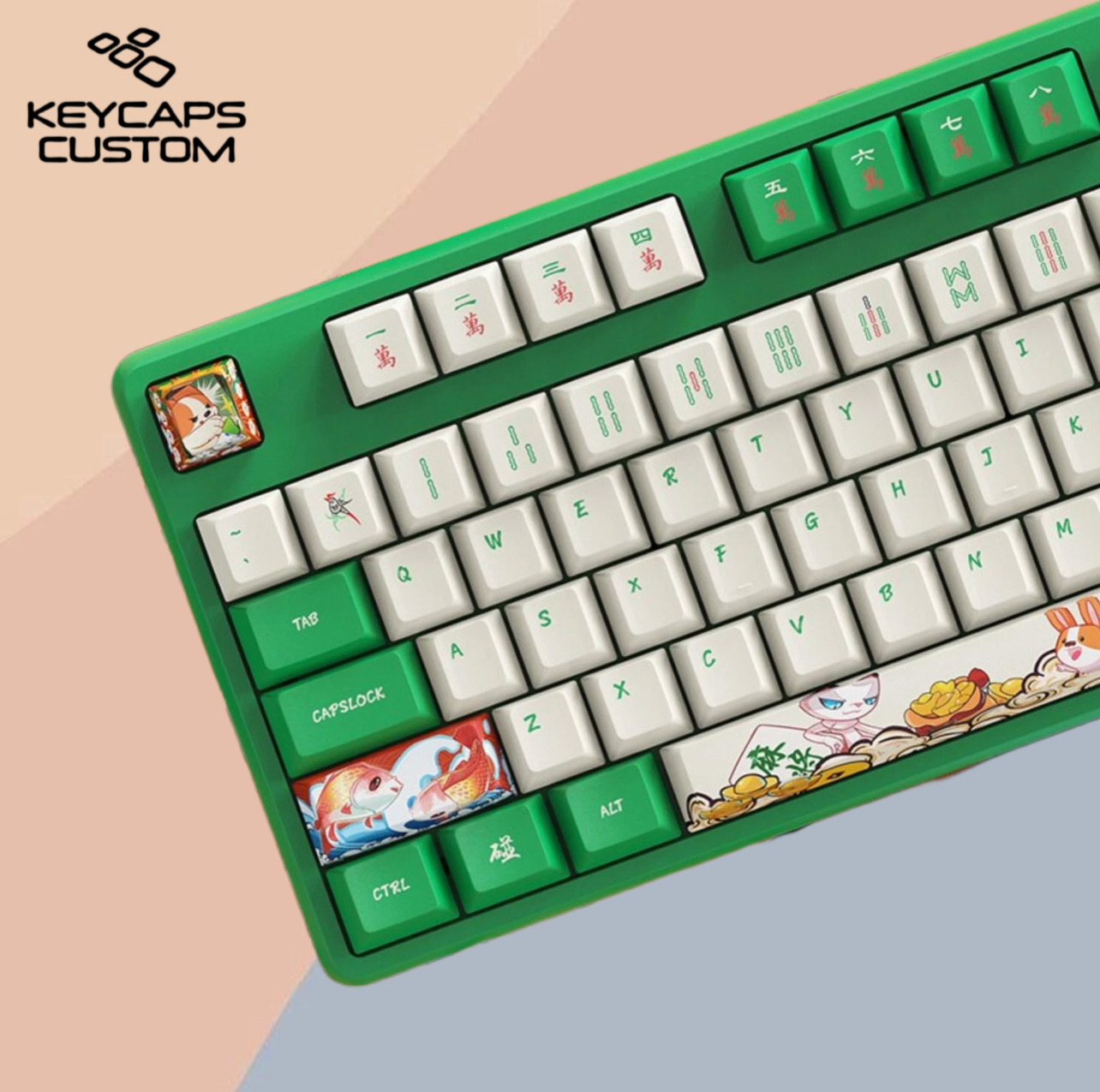 Cute Sparrow Mahjong Theme Green XDA/Cherry Keycaps Set for Mechanical ...