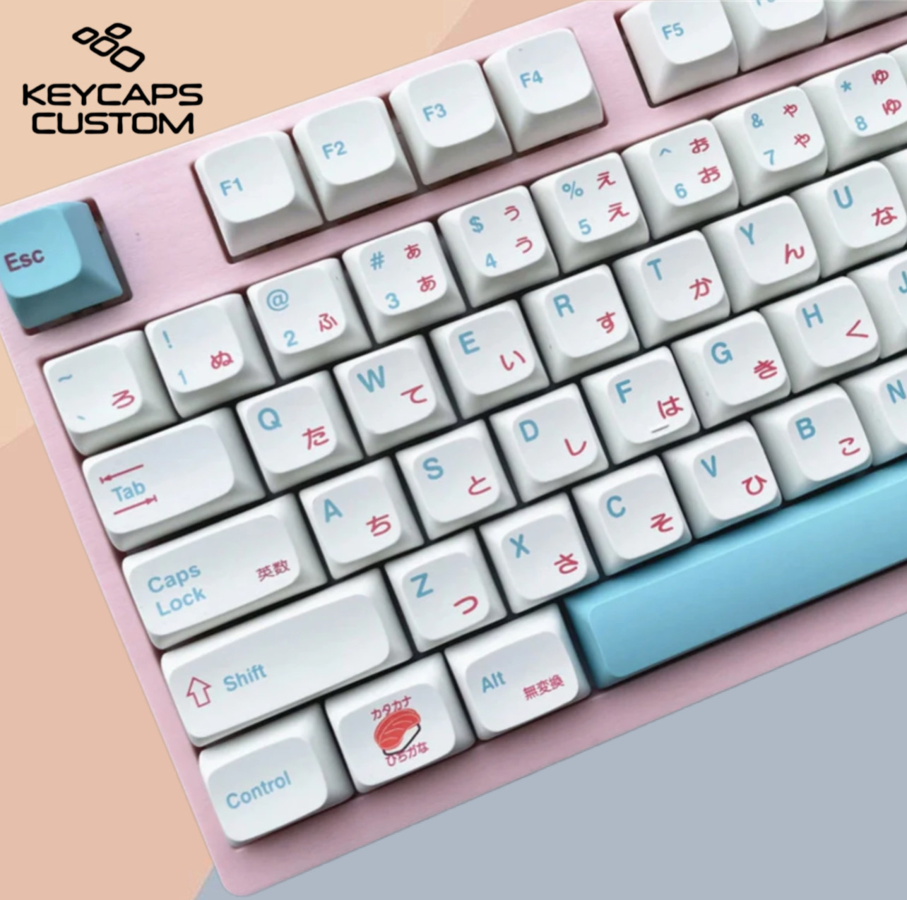 Cute Kawaii White Japanese Sushi Keycaps Set for Mechanical Keyboard
