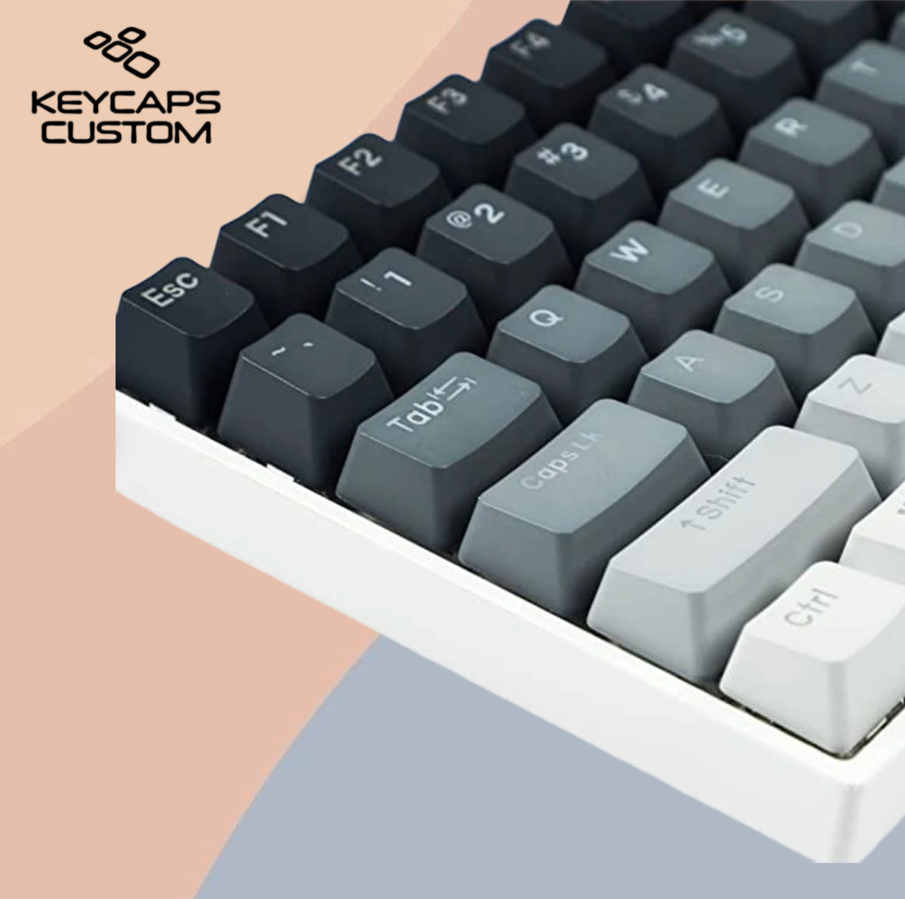 Black White Gradient Key Cap Set for MX Switches Mechanical Keyboard