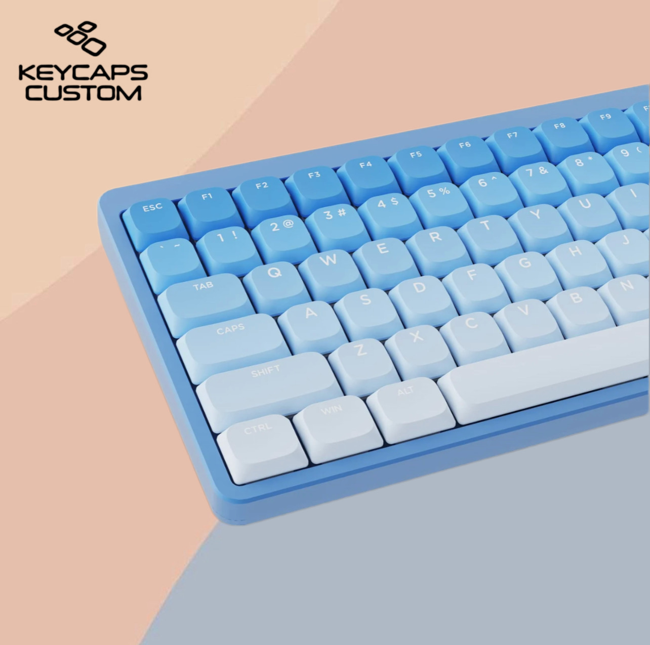 Light Blue Low Profile Shine Through Double-Shot PBT Keycaps Set for ...