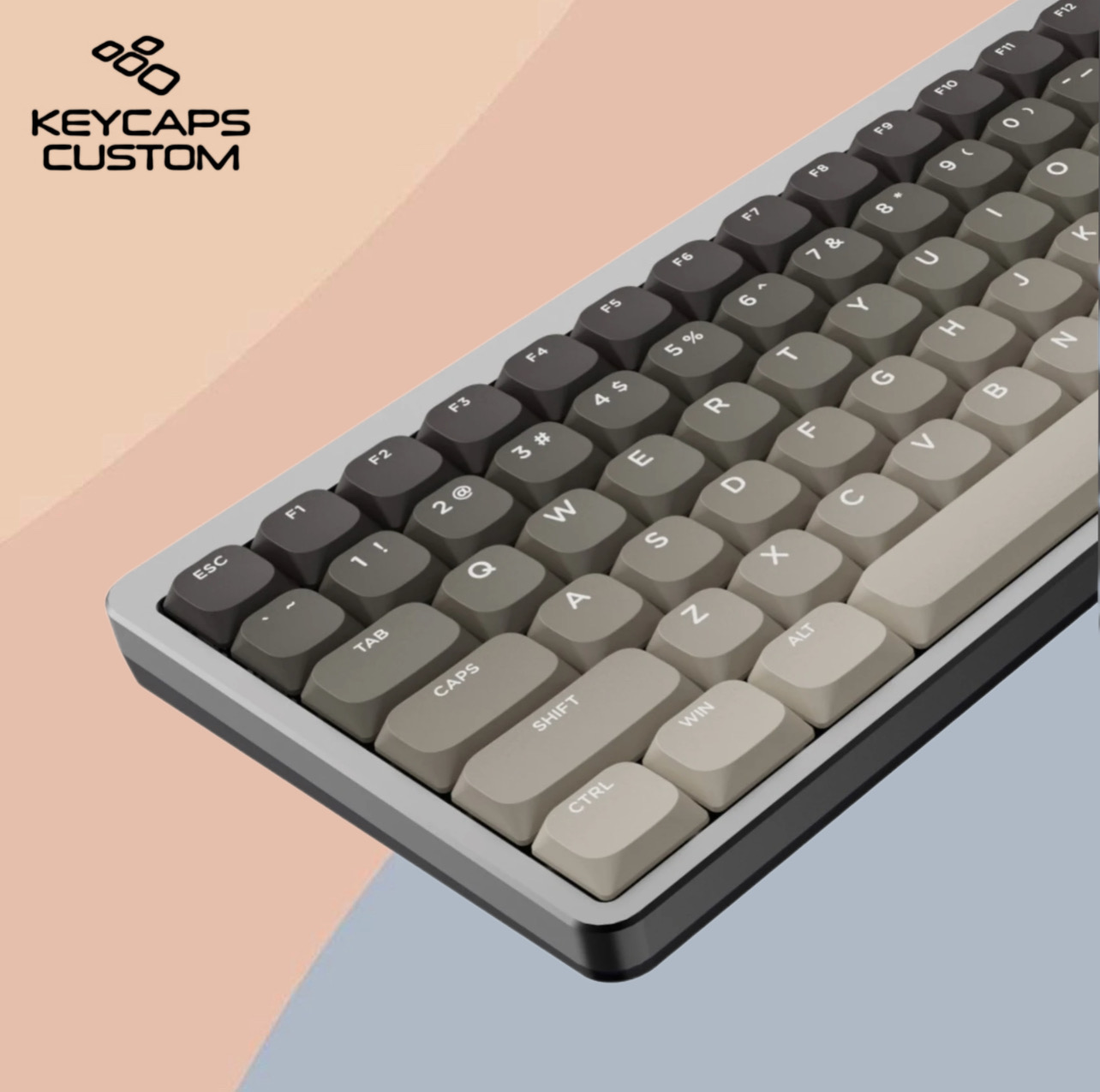 Grey Gradient Low Profile Shine Through Double-Shot PBT Keycaps Set for ...