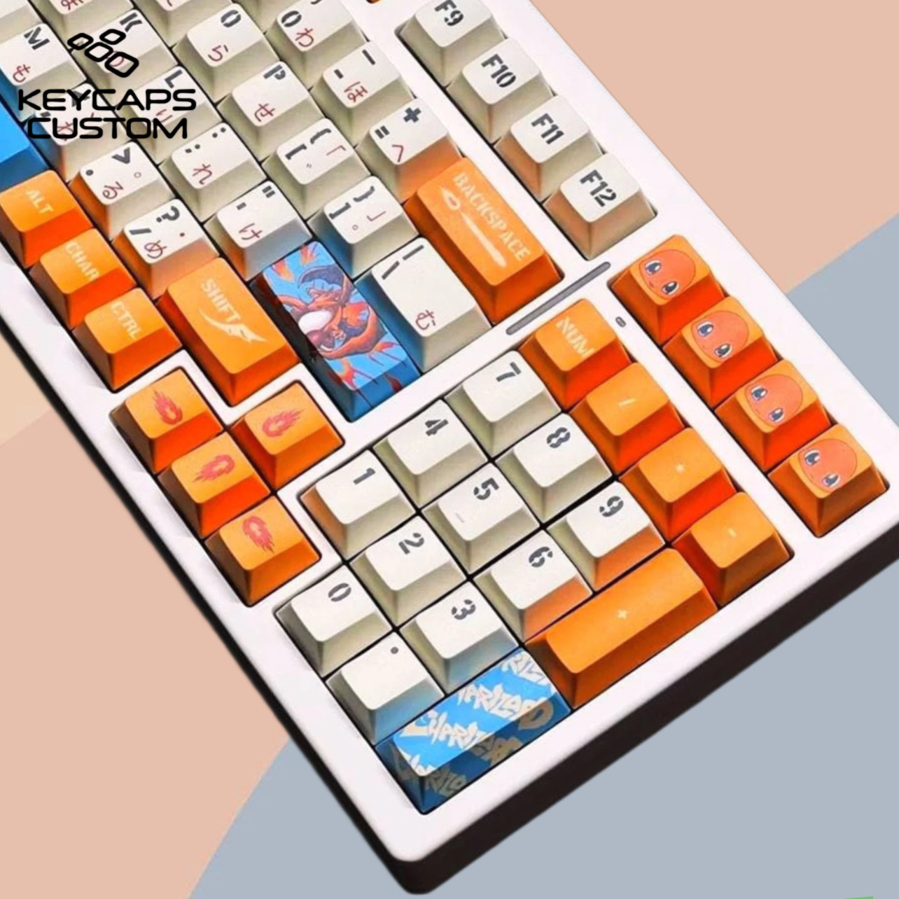 Anime Pokemon Theme Charizard Keycaps Set For Mechanical Keyboard