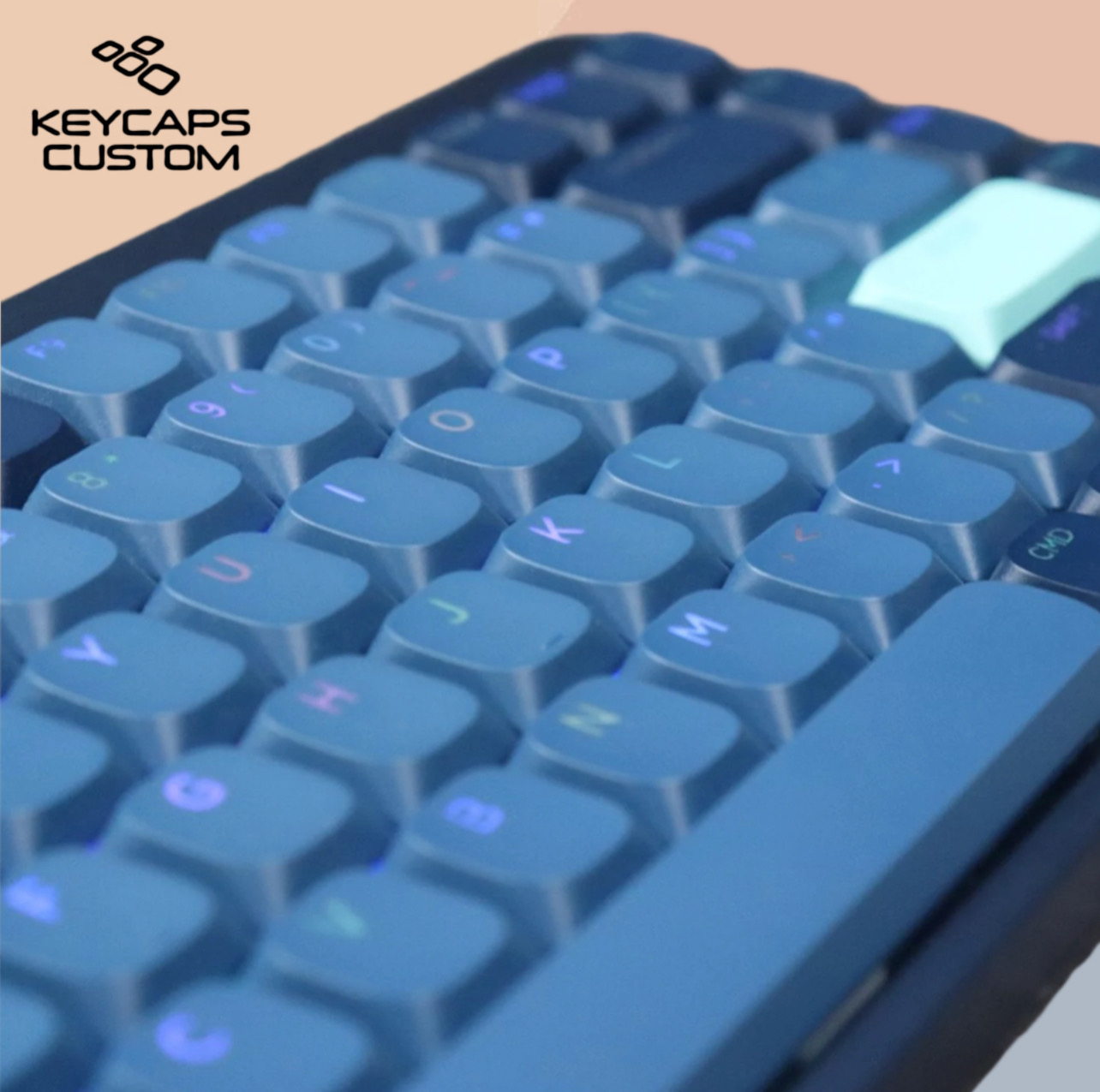 Blue Low Profile Shine Through Double-Shot PBT Keycaps Set for Cherry ...