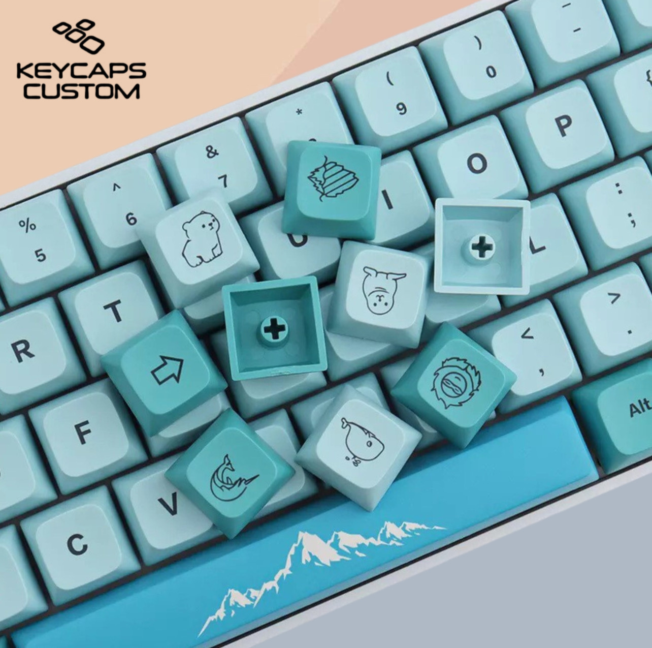 “Blue Whale” Custom Keycaps Set For Mechanical Keyboard