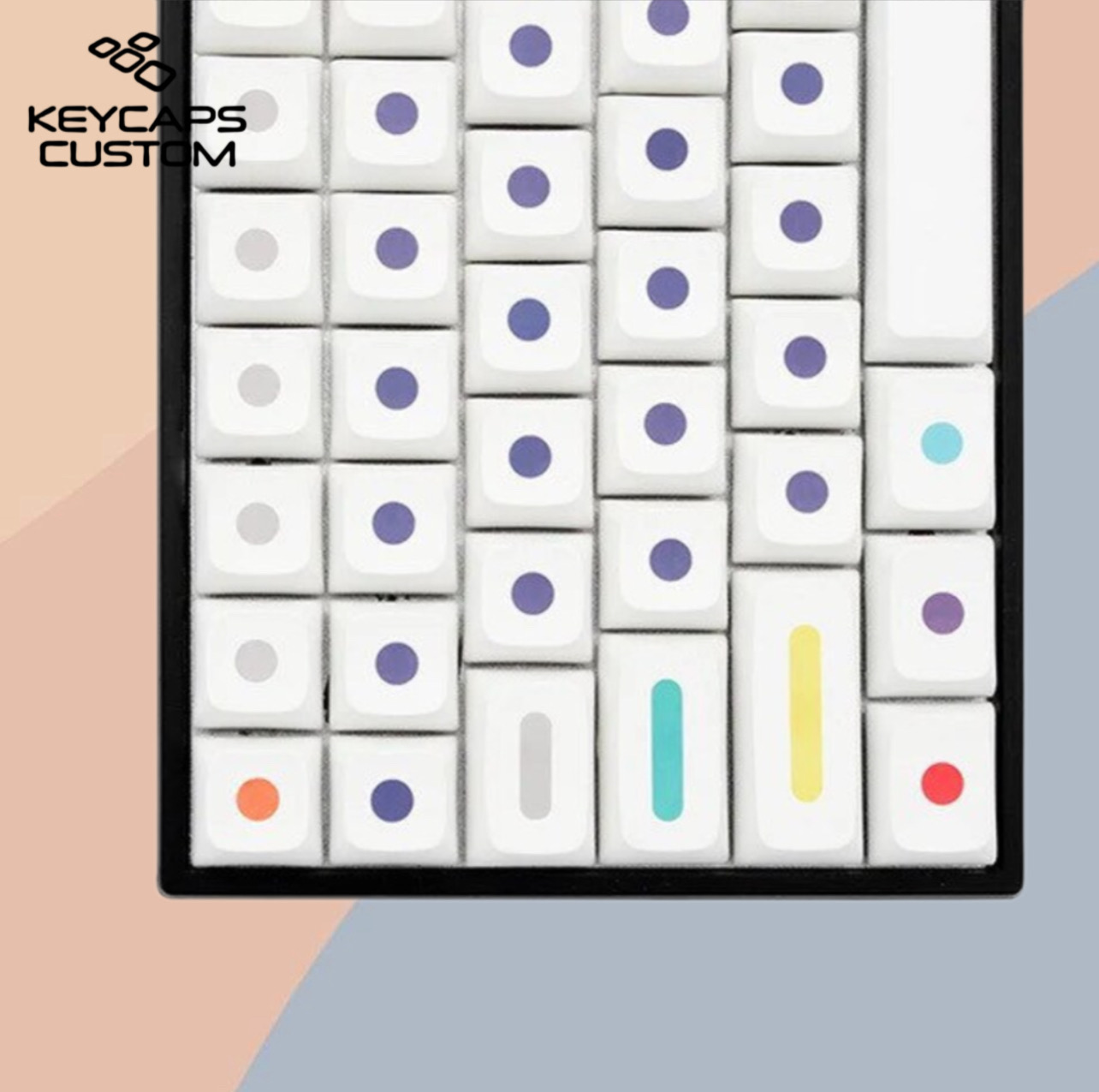 Colorful Theme “DOTs” White Custom Keycaps Set For Mechanical Keyboard