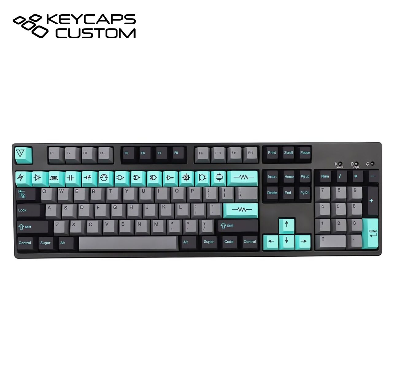 Electric Keycaps, Grey Blue Keycaps, Custom Artisan Keycaps Set, PBT ...