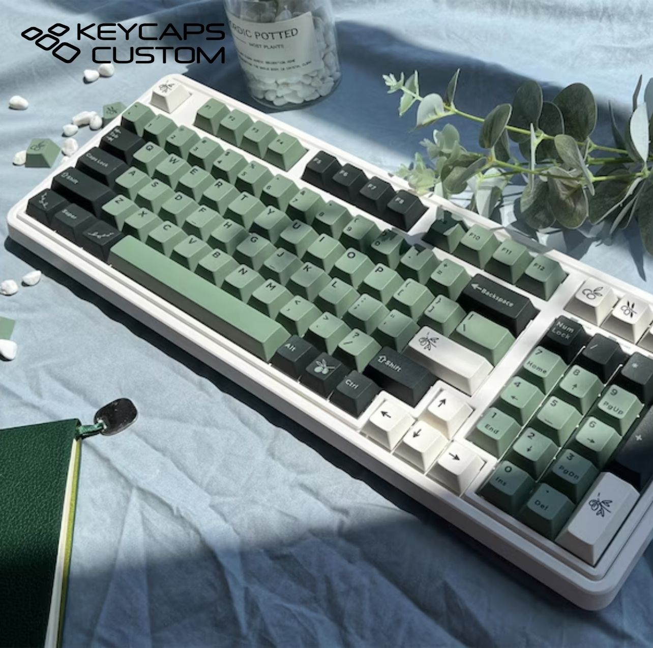 170pcs, Olive Theme Keycap Set, Green And White Keycap Set, Cherry Keycap, PBT Keycap ...