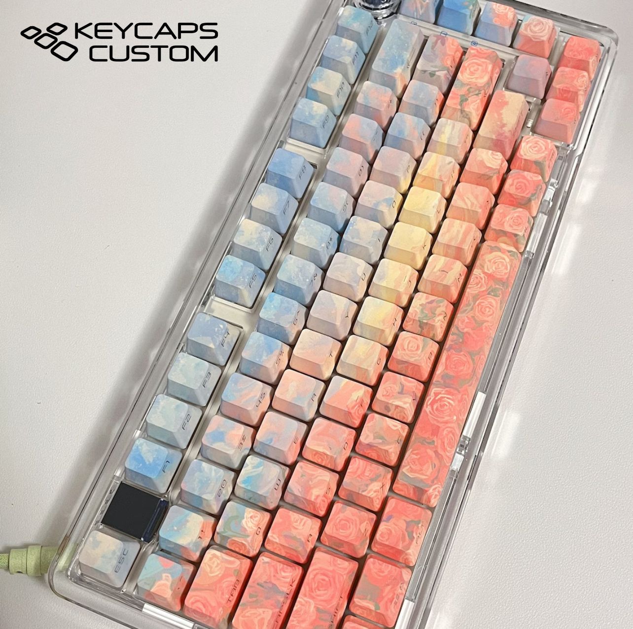 133PCS Rose Coast Theme Keycap Set,Side Print Backlit Keycap,OEM Keycap ...