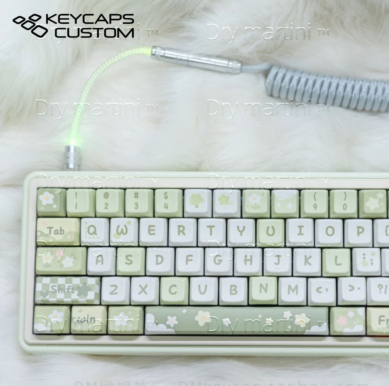 138PCS Spring Floral Theme Keycap Set,Green Keycap,Cute Keycap,PBT ...