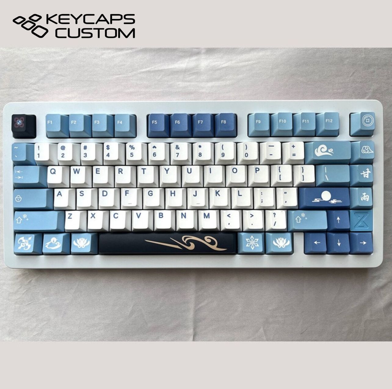 Sweet Rain Themed PBT Keycap Set Cherry Profile Blue/White 140 Keys For ...