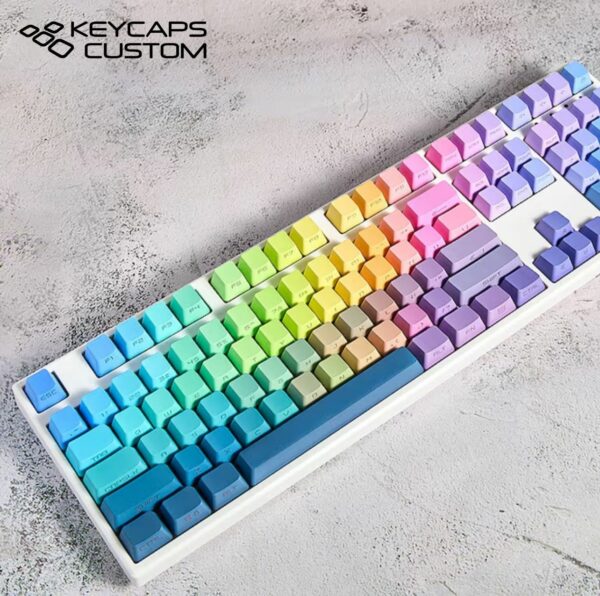 129PCS Aurora Gradient Theme Keycap Set,Side Print Translucent Keycaps ...