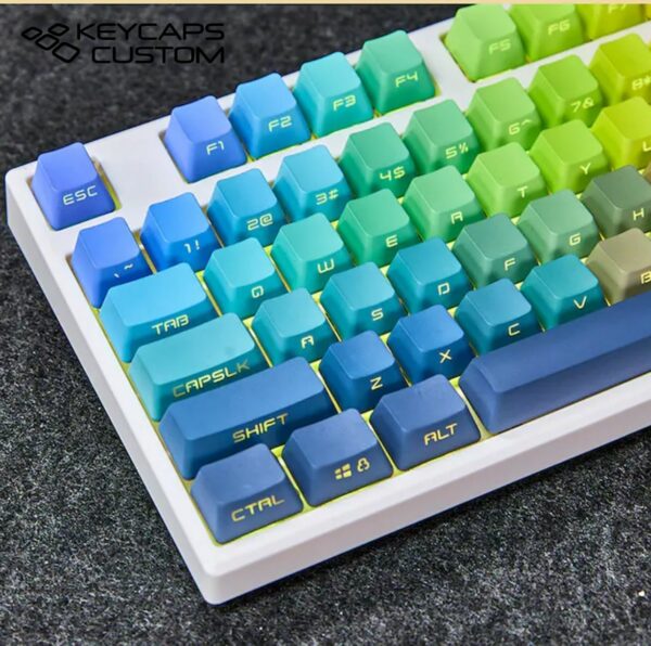 129PCS Aurora Gradient Theme Keycap Set,Side Print Translucent Keycaps ...