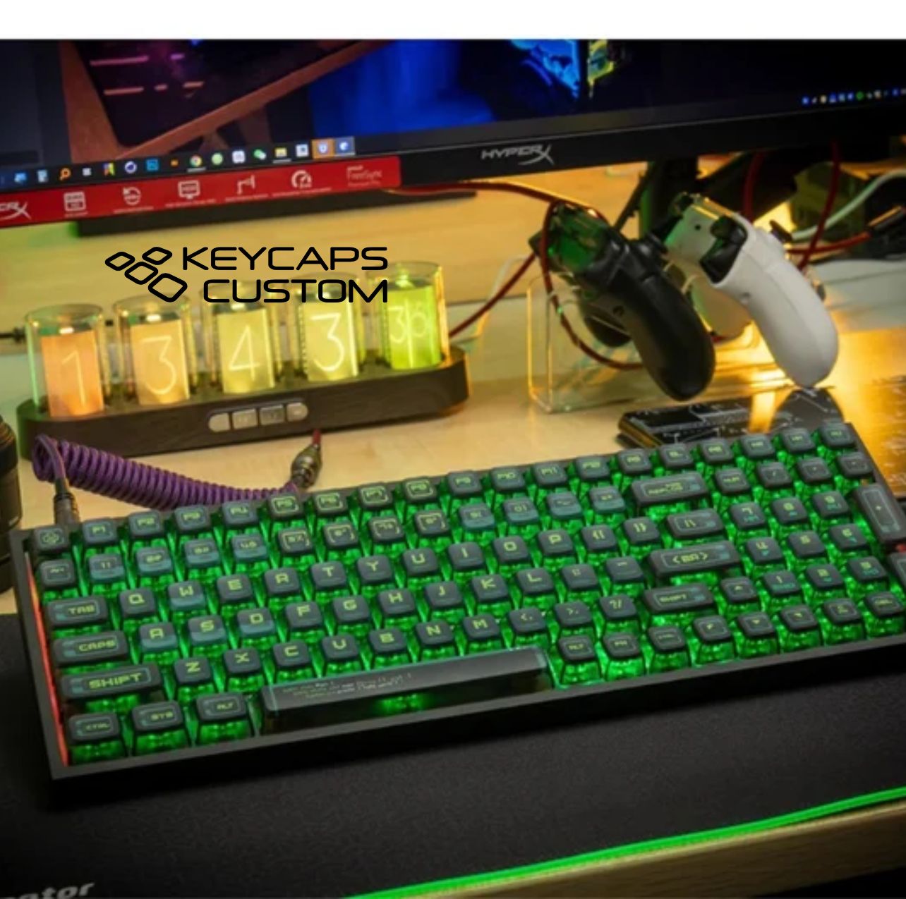 117pcs, Binary Black Green Theme Keycap Set, Future Technology Keycaps ...