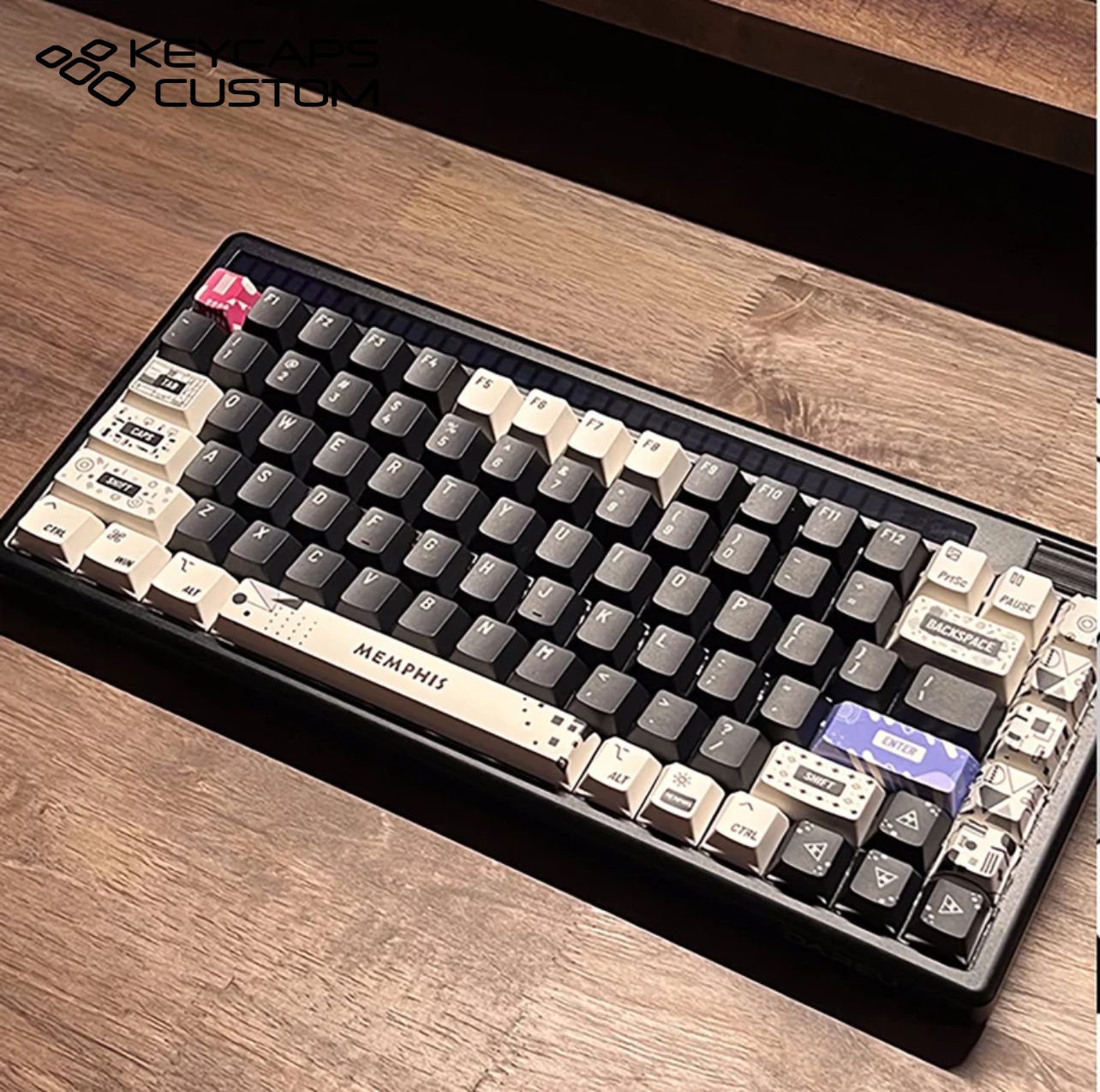 140PCS Black White Memphis Theme Keycap Set, Backlight Keycaps, PBT ...