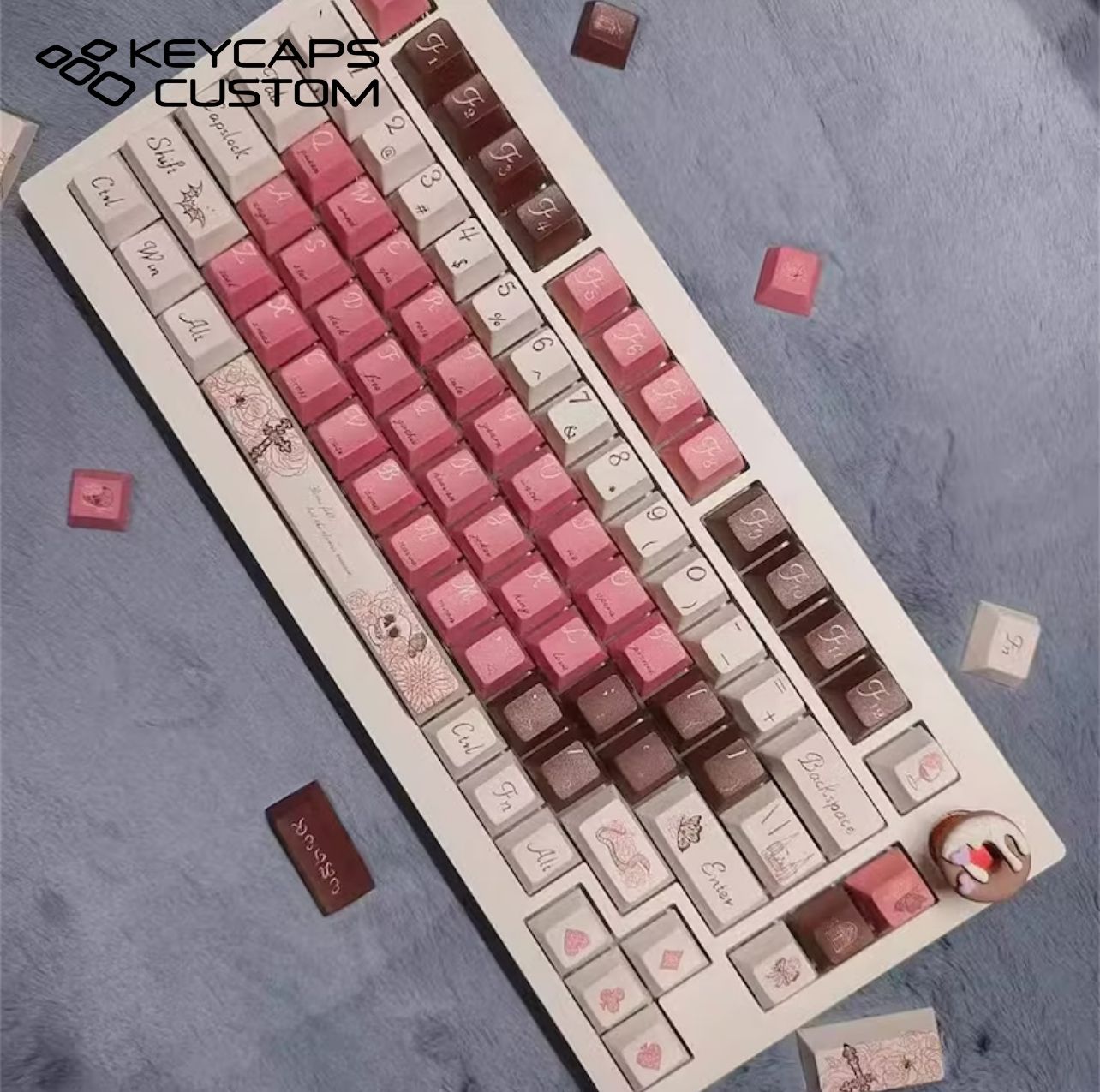 144pcs, Bone Of Rose Theme Keycap Set, Vintage Pink Keycap Set, Cherry ...
