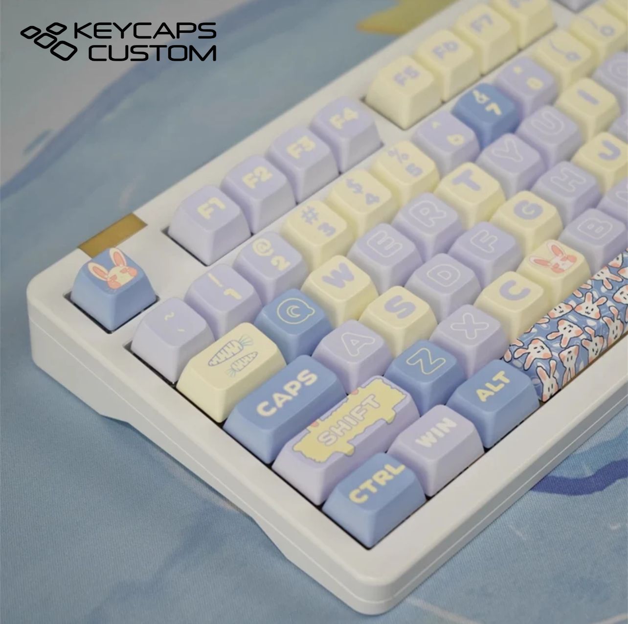 142pcs, Cute Cartoon Rabbit Theme Keycap Set, Purple Gradient Keycaps ...