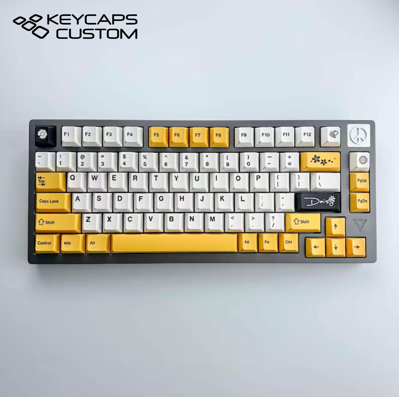 133pcs, Daisy Themed Keycap Set, Yellow White Keycaps, PBT Keycap ...