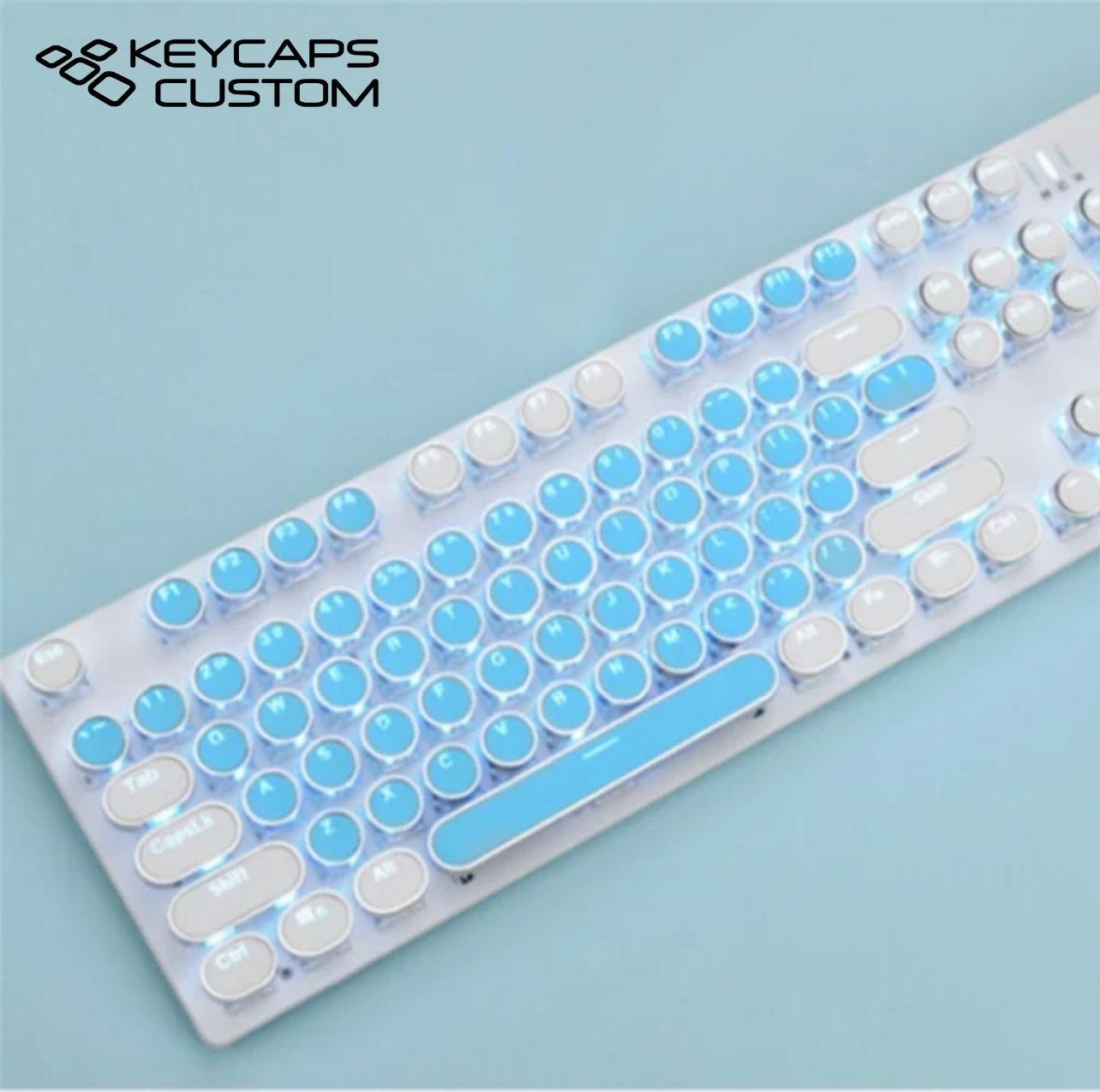 104pcs Electroplated Punk Keycap Set,Circle Backlit Keycap, Blue Pink ...