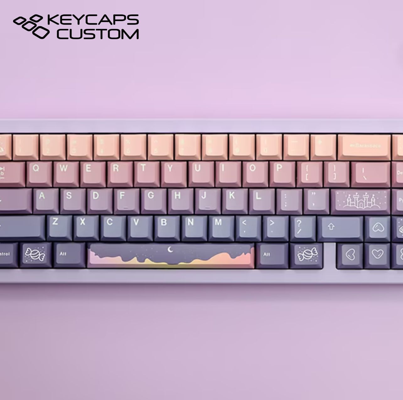 136pcs Fairy Tale Theme Keycap Set, Pink Purple Gradient Keycap Set ...