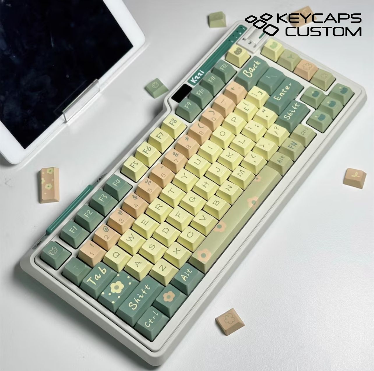 136pcs, Flower Theme Keycap Set, Cute Cartoon Keycap Set, Cherry Keycap ...